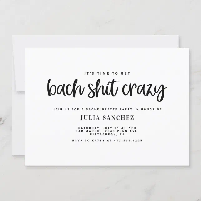 Bachelorette Party Invitation BACH SH*T CRAZY | Zazzle