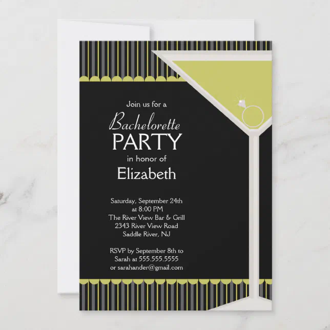 Bachelorette Party Invitation Martini Glass | Zazzle
