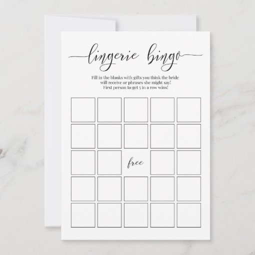 Bachelorette Party Lingerie Bingo Card Game Bridal | Zazzle