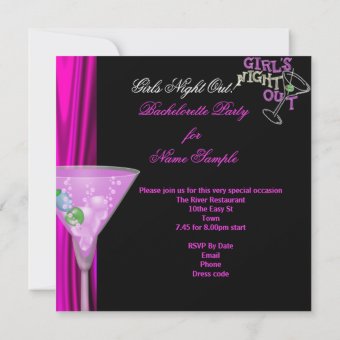 Bachelorette Party Pink Girls Night Out! 2 Invitation | Zazzle