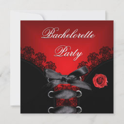 Bachelorette Party Red Rose Black Lace Invitation | Zazzle