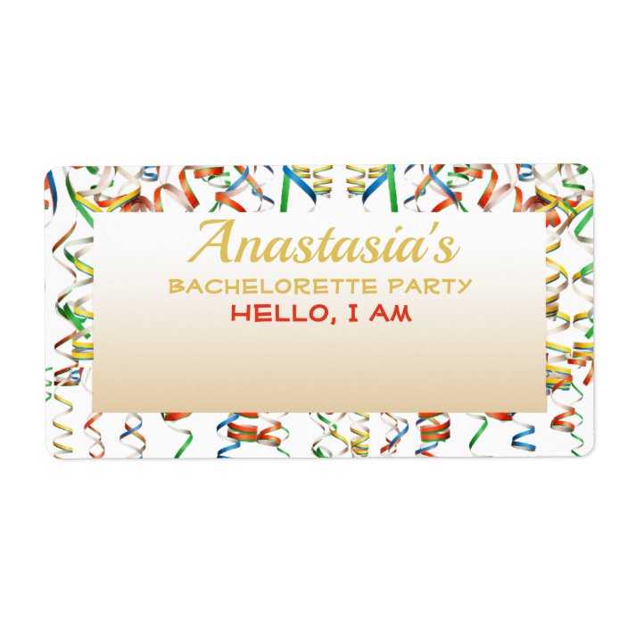 Bachelorette Party Streamers Paper Name Tags | Zazzle.com