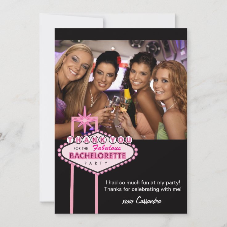 Bachelorette Party Thank You Card Photo - Vegas | Zazzle
