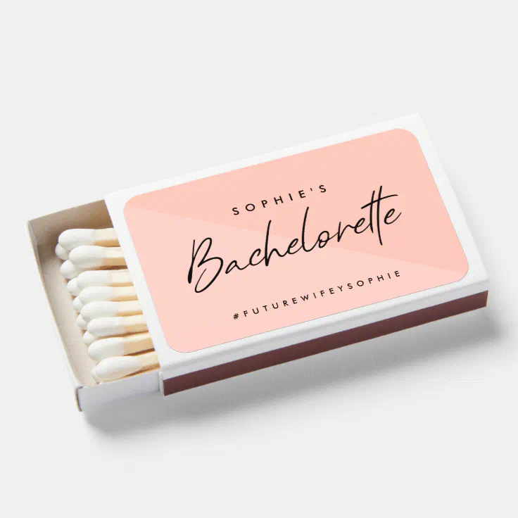 Bachelorette Peach Pink | Pastel Minimalist Modern Matchboxes | Zazzle