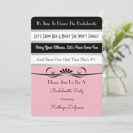 "Bachelorette Poem" Pretty Party Invitation | Zazzle