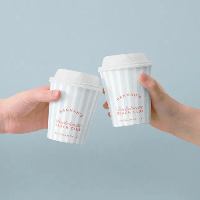 Bachelorette Retro Red & Blue Stripes Paper Cups | Zazzle