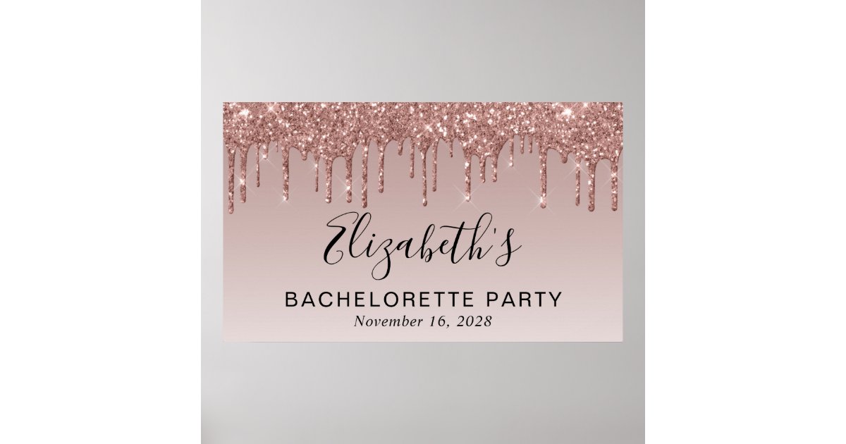 Bachelorette Rose Gold Glitter Poster | Zazzle