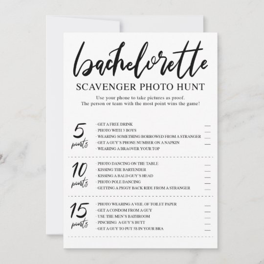 Bachelorette Scavenger photo hunt Game card | Zazzle.com
