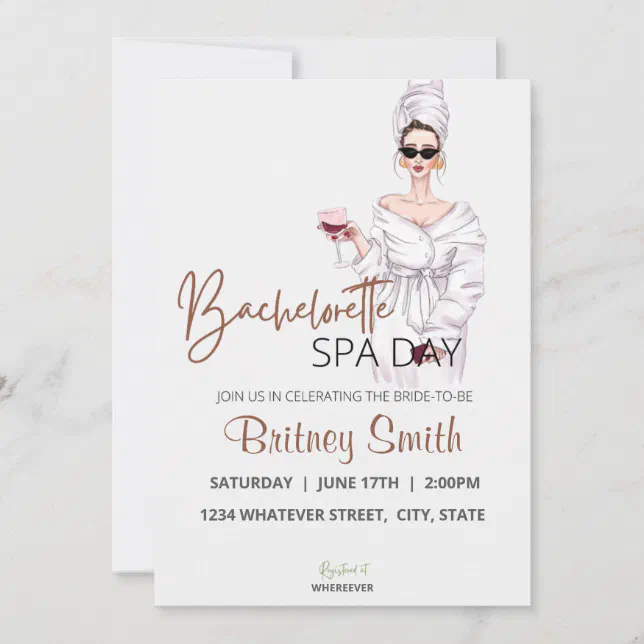 Bachelorette Spa Party Custom Invitation | Zazzle