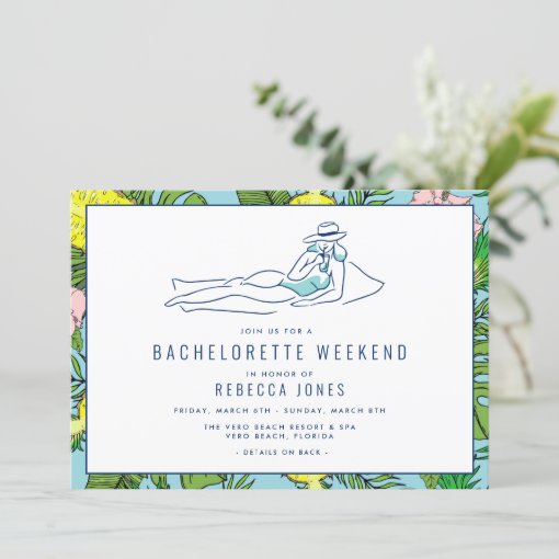 Bachelorette Tropical Beach Girls Weekend Getaway Invitation | Zazzle