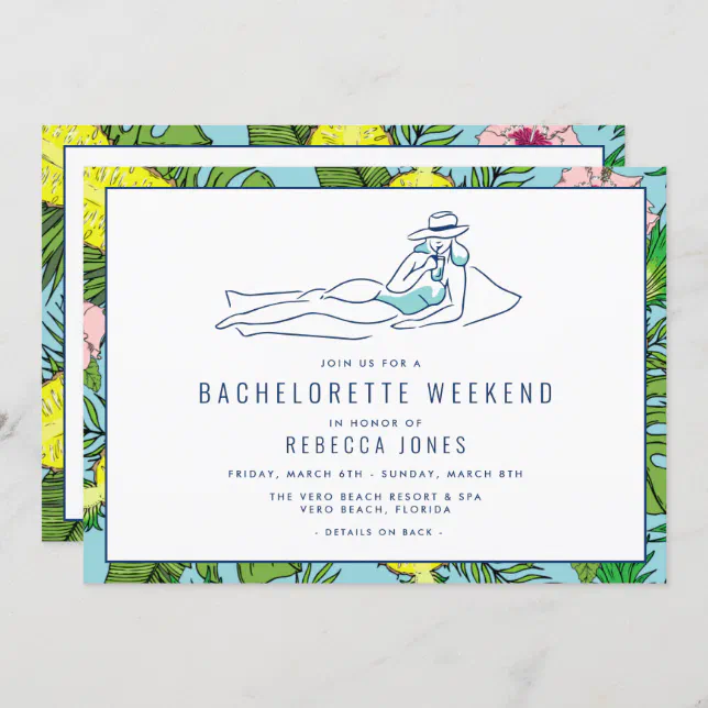 Bachelorette Tropical Beach Girls Weekend Getaway Invitation | Zazzle