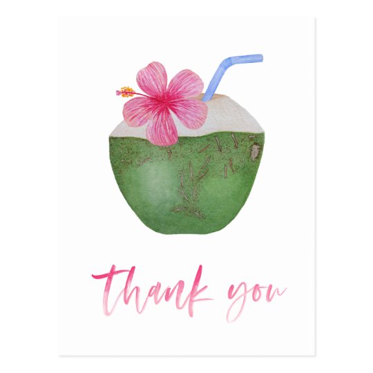 Bachelorette Tropical Coconut Thank You Postcard | Zazzle.com