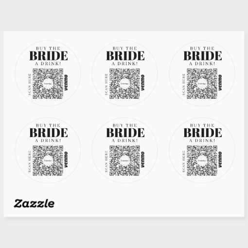 Bachelorette Venmo QR code Buy The Bride A Drink Classic Round Sticker ...