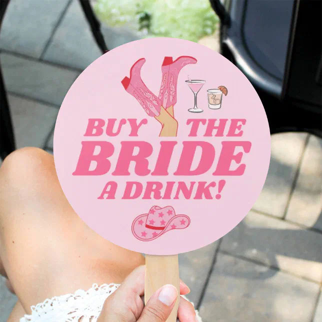 Bachelorette Venmo QR code Buy The Bride A Drink Hand Fan | Zazzle