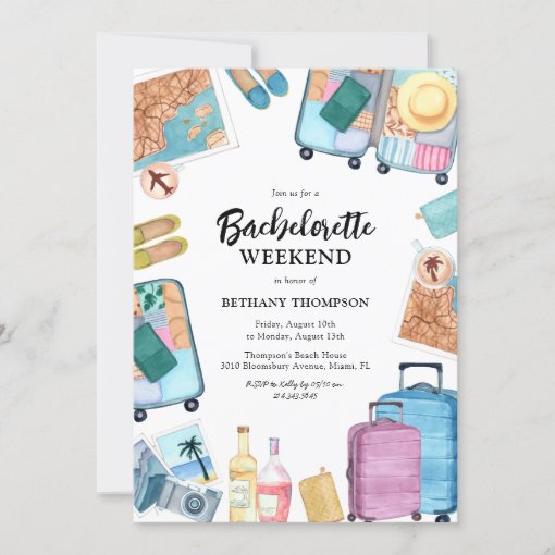 Bachelorette Weekend Girly Trip Invitation | Zazzle