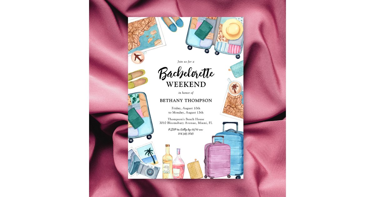 Bachelorette Weekend Girly Trip Invitation | Zazzle