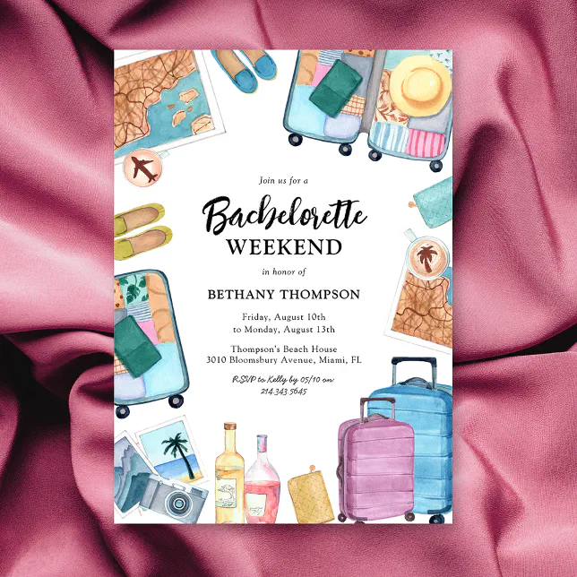 Bachelorette Weekend Girly Trip Invitation | Zazzle