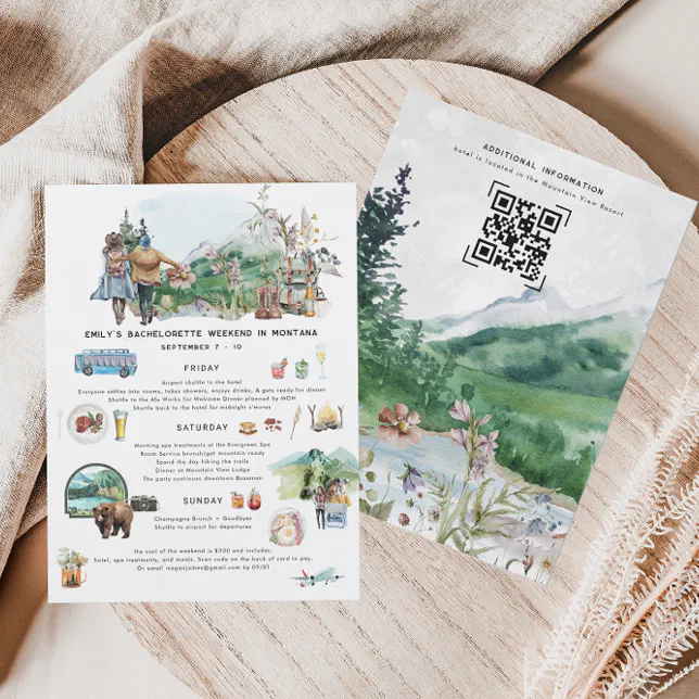 Bachelorette Weekend Itinerary | Forest Mountain Invitation | Zazzle
