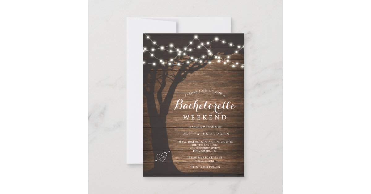 Bachelorette Weekend Itinerary Rustic Country Invi Invitation | Zazzle