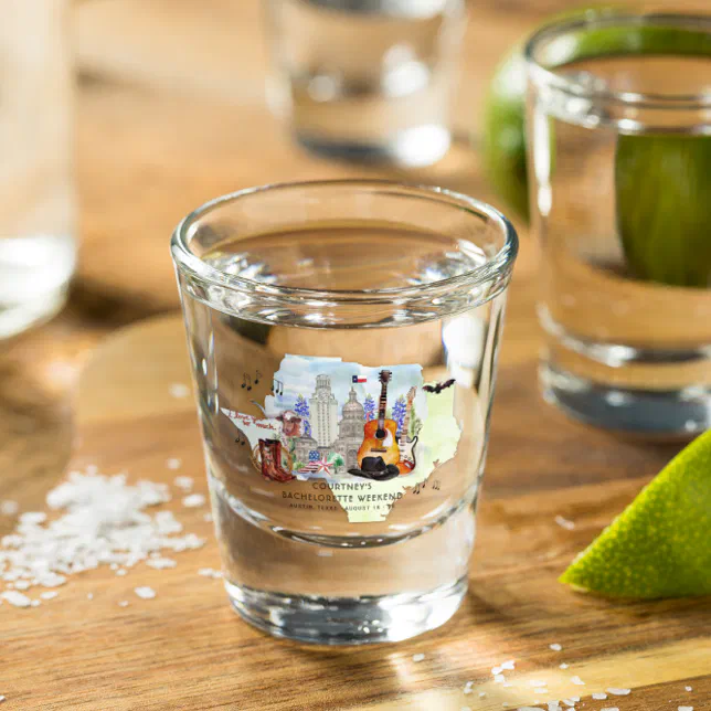 Bachelorette Weekend Party Favor | Austin, Texas Shot Glass | Zazzle