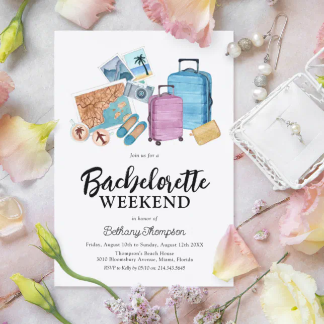 Bachelorette Weekend Vacation Itinerary Invitation | Zazzle