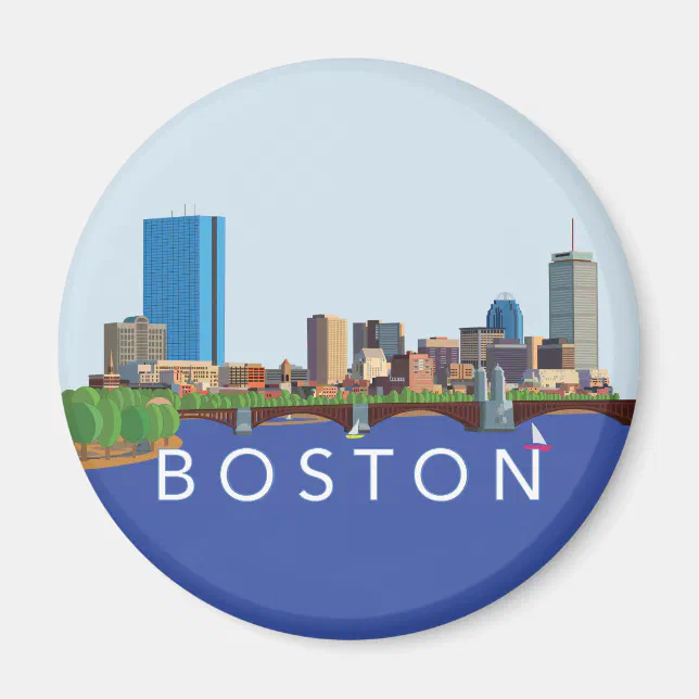 Back Bay Boston Skyline Computer Illustration Magnet | Zazzle