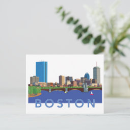 Back Bay Boston Skyline Computer Illustration Postcard | Zazzle