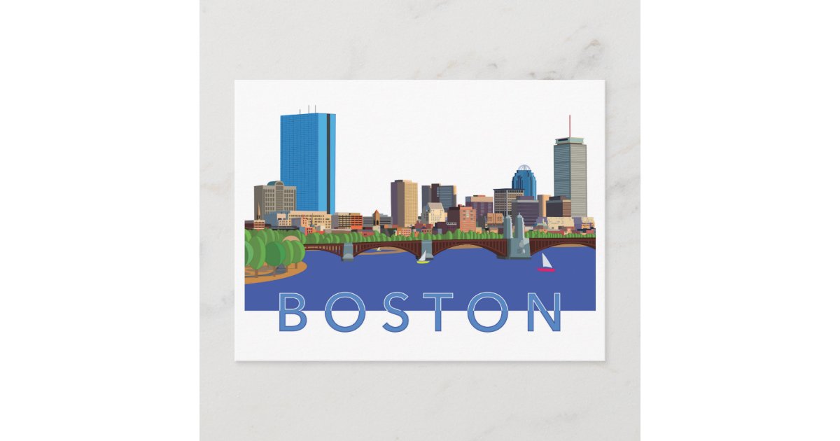 Back Bay Boston Skyline Computer Illustration Postcard | Zazzle