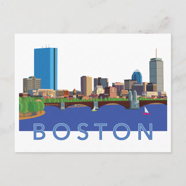 Back Bay Boston Skyline Computer Illustration Postcard | Zazzle