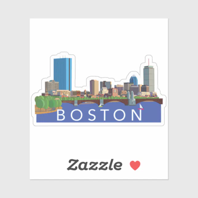Back Bay Boston Skyline Computer Illustration Sticker | Zazzle