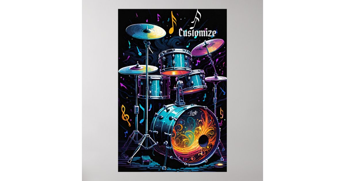Back Beat Drum Set Poster | Zazzle