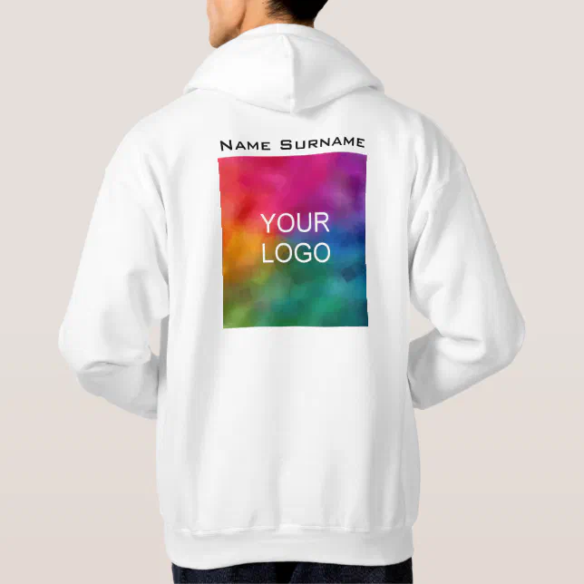 Back Design Men's Basic White Hoodie Business Logo | Zazzle