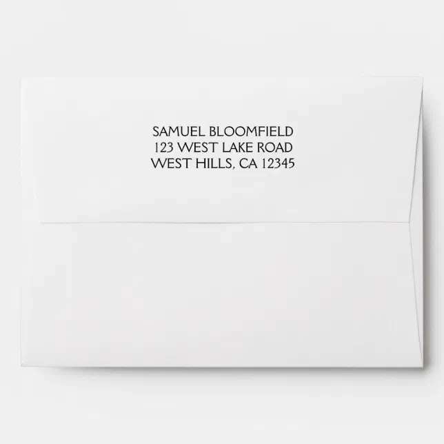 Back Flap Return Address 5 x 7 White Envelope | Zazzle
