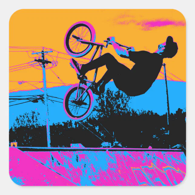 Back-flip BMX Square Sticker | Zazzle