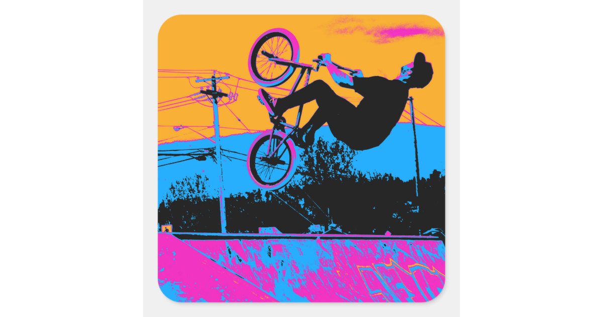 Back-flip BMX Square Sticker | Zazzle
