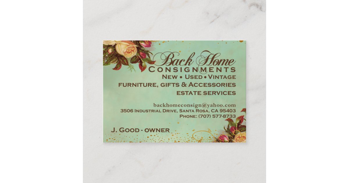 Back Home Consignments Business Card | Zazzle