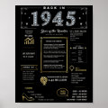 Back In 1945 Printable Poster, 1945 Birthday Sign | Zazzle