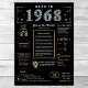 Back In 1968 Printable Poster, 1968 Birthday Sign | Zazzle