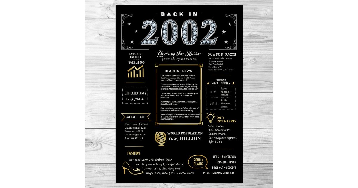 Back In 2002 Printable Poster, 2002 Birthday Sign | Zazzle