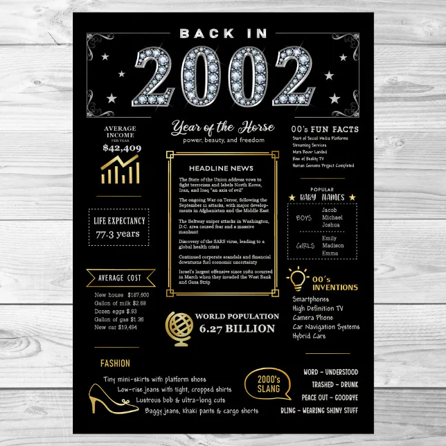 Back In 2002 Printable Poster, 2002 Birthday Sign | Zazzle
