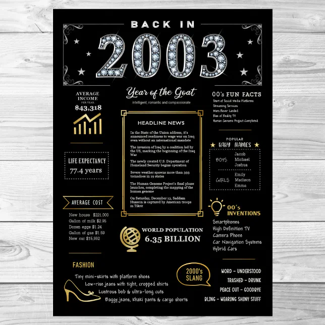 Back In 2003 Printable Poster, 2003 Birthday Sign | Zazzle
