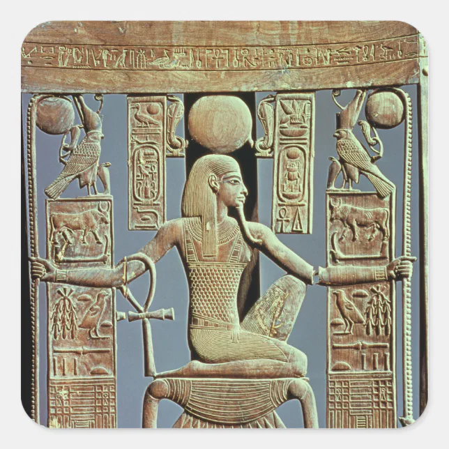 Back of a chair from the tomb of Tutankhamun Square Sticker | Zazzle