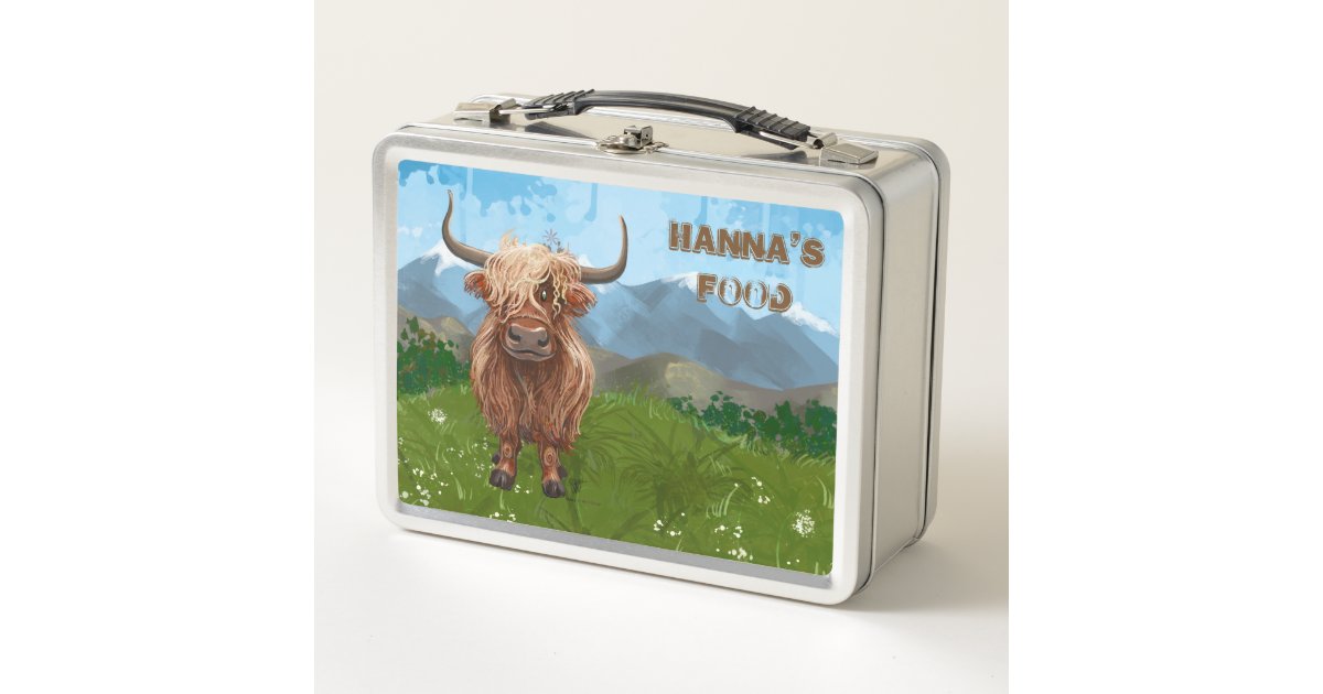 Back Off Personalized Highland Cow Luchbox Metal Lunch Box | Zazzle