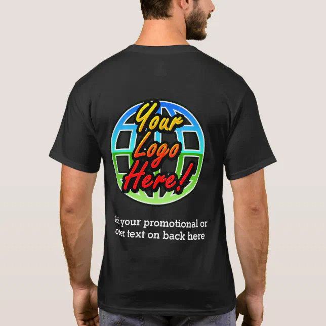 Back Only Business Logo Dark Uniform Promotional T-Shirt | Zazzle