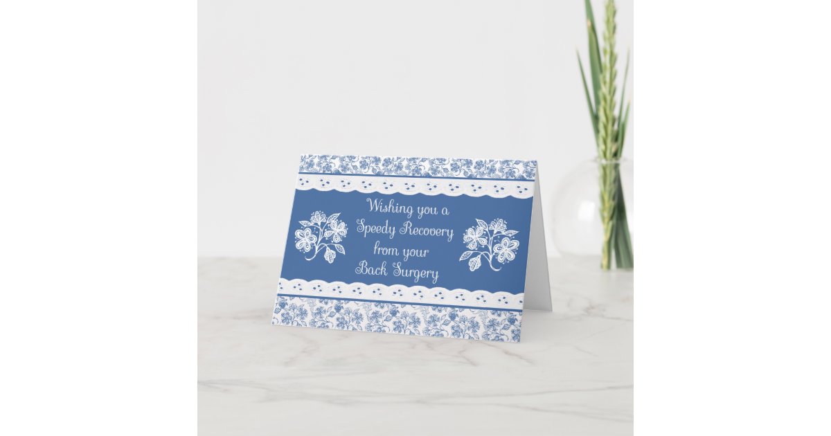 Back Surgery Get Well Floral Faux Lace Card | Zazzle