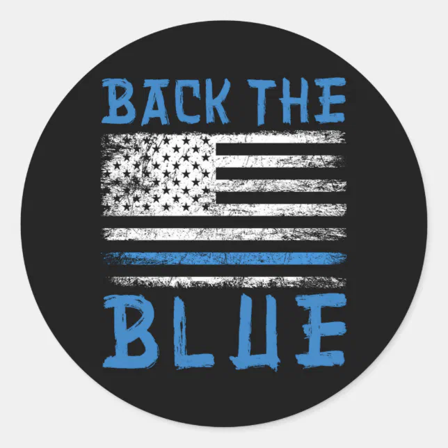 Back The Blue Police USA Flag Policeman Officer Gi Classic Round ...
