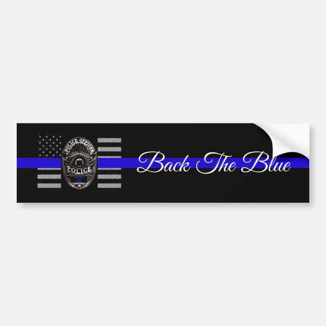 BACK THE BLUE SUPPORT POLICE BUMPER STICKER | Zazzle
