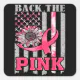 Back The Pink Ribbon Flag Breast Cancer Awareness Square Sticker | Zazzle