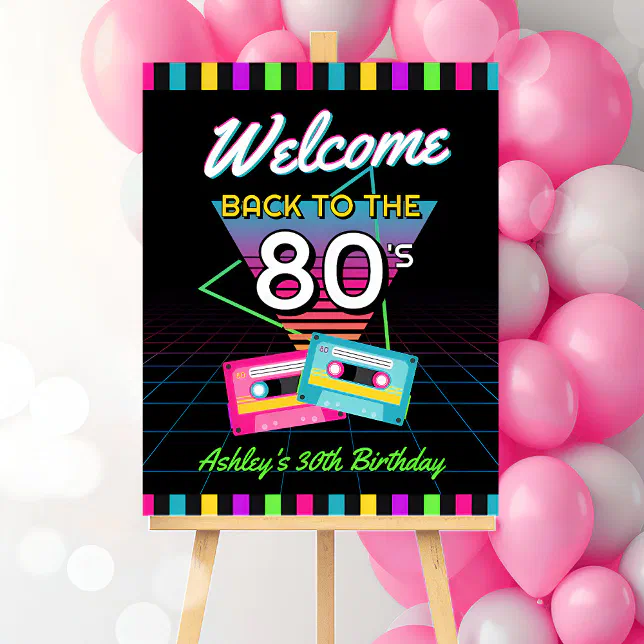 Back to 80s Birthday Retro Neon Welcome Sign | Zazzle