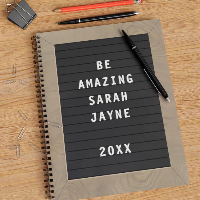 Back to School Amazing Letterboard Style Student Notebook | Zazzle